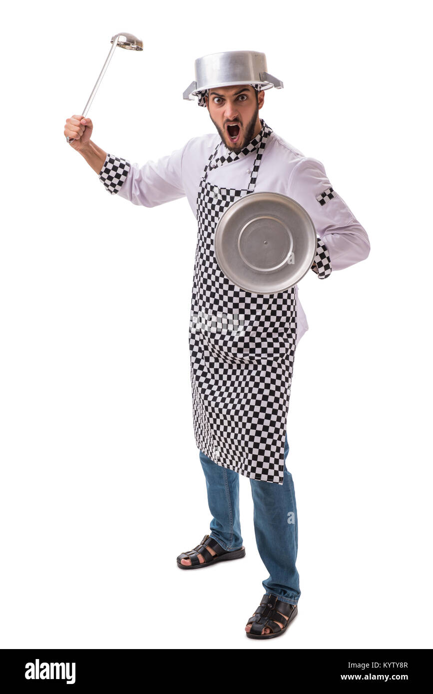Male cook isolated on the white background Stock Photo - Alamy