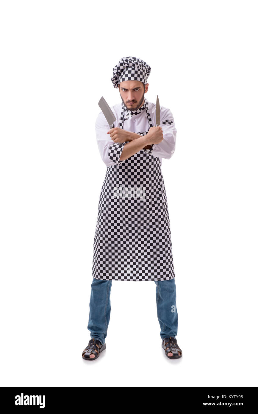 Male cook isolated on the white background Stock Photo - Alamy
