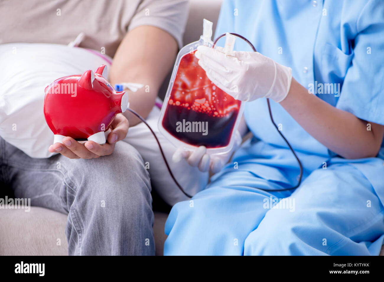 Patient getting blood transfusion in hospital clinic Stock Photo - Alamy