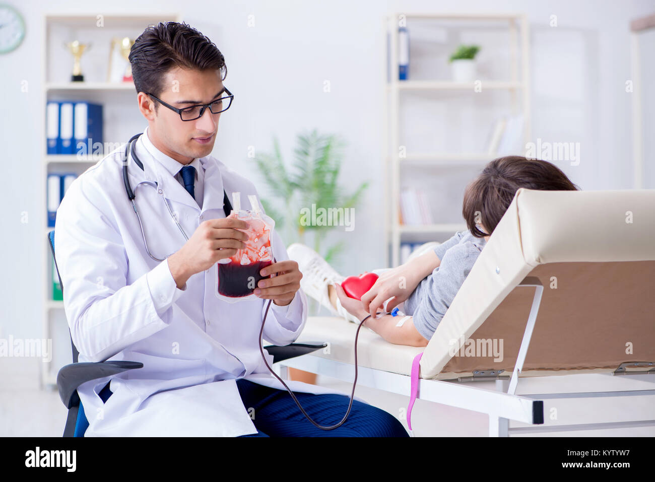 Patient getting blood transfusion in hospital clinic Stock Photo - Alamy