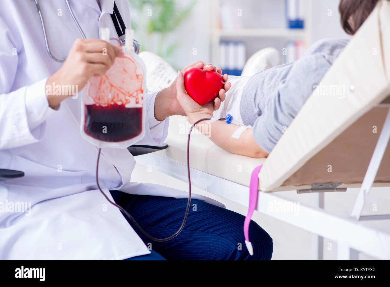 Patient getting blood transfusion in hospital clinic Stock Photo - Alamy