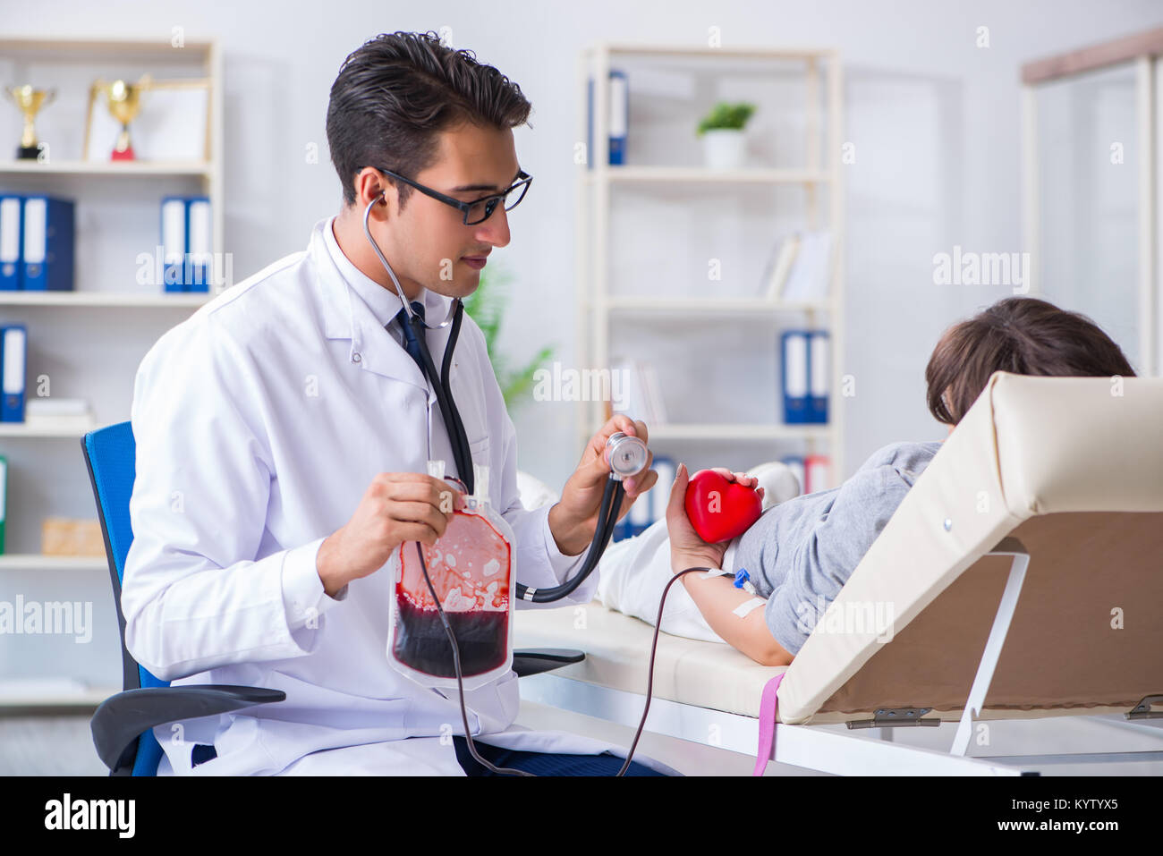 Patient getting blood transfusion in hospital clinic Stock Photo - Alamy