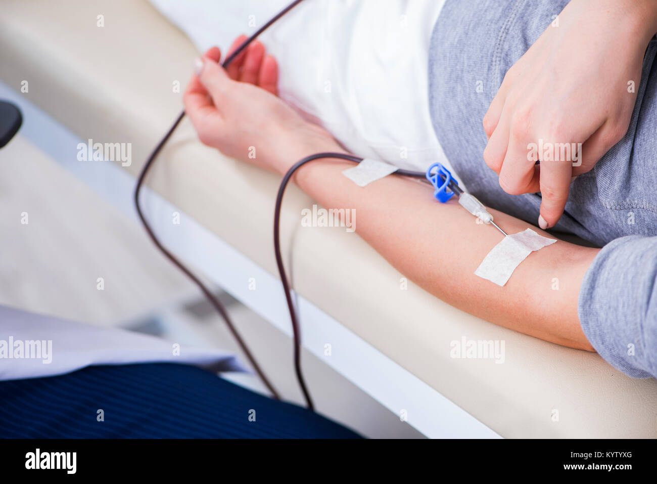 Patient getting blood transfusion in hospital clinic Stock Photo - Alamy