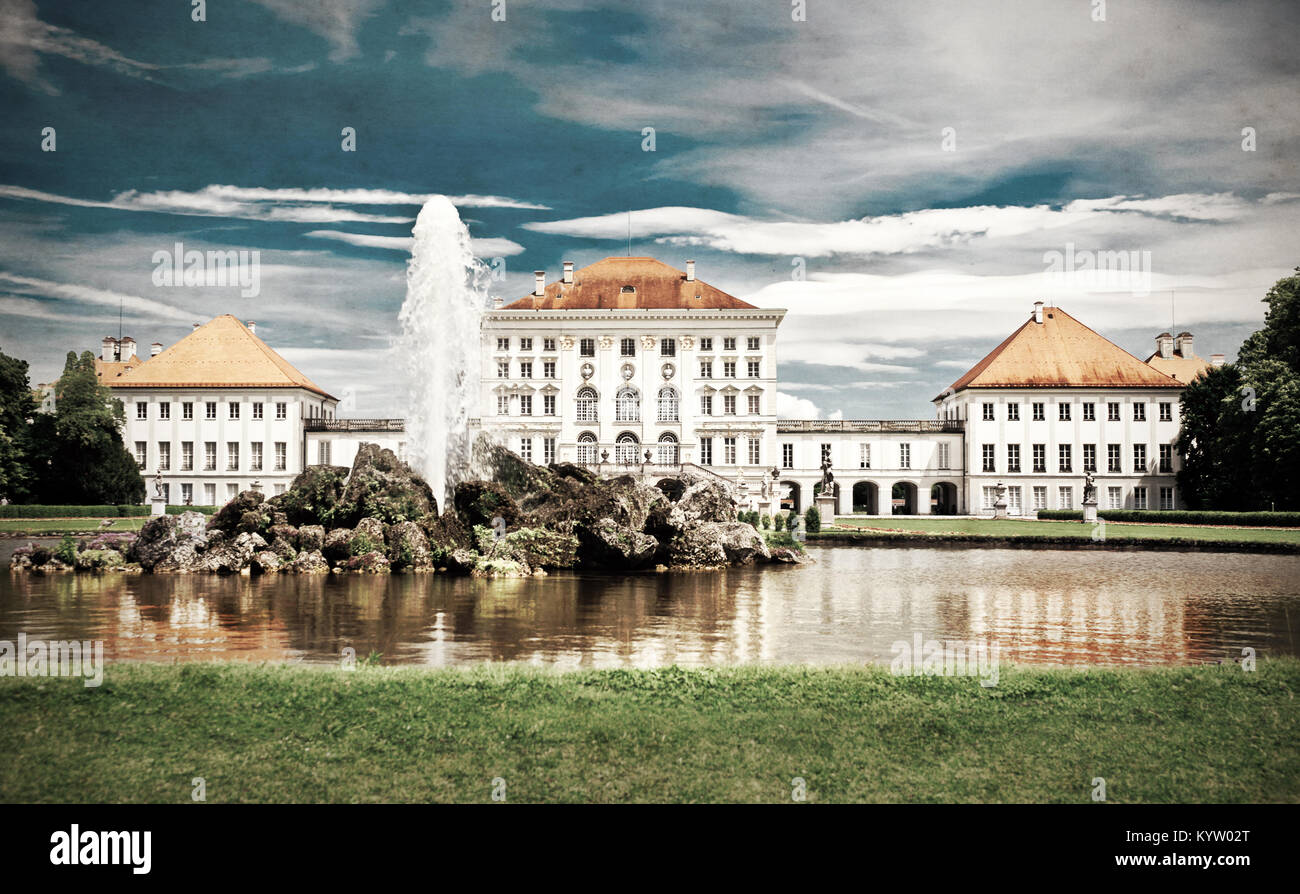 Aged photo of Nymphenburg castle in Munich Stock Photo - Alamy