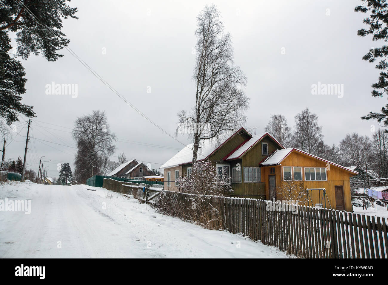 Aerial view russian winter village hi-res stock photography and images ...