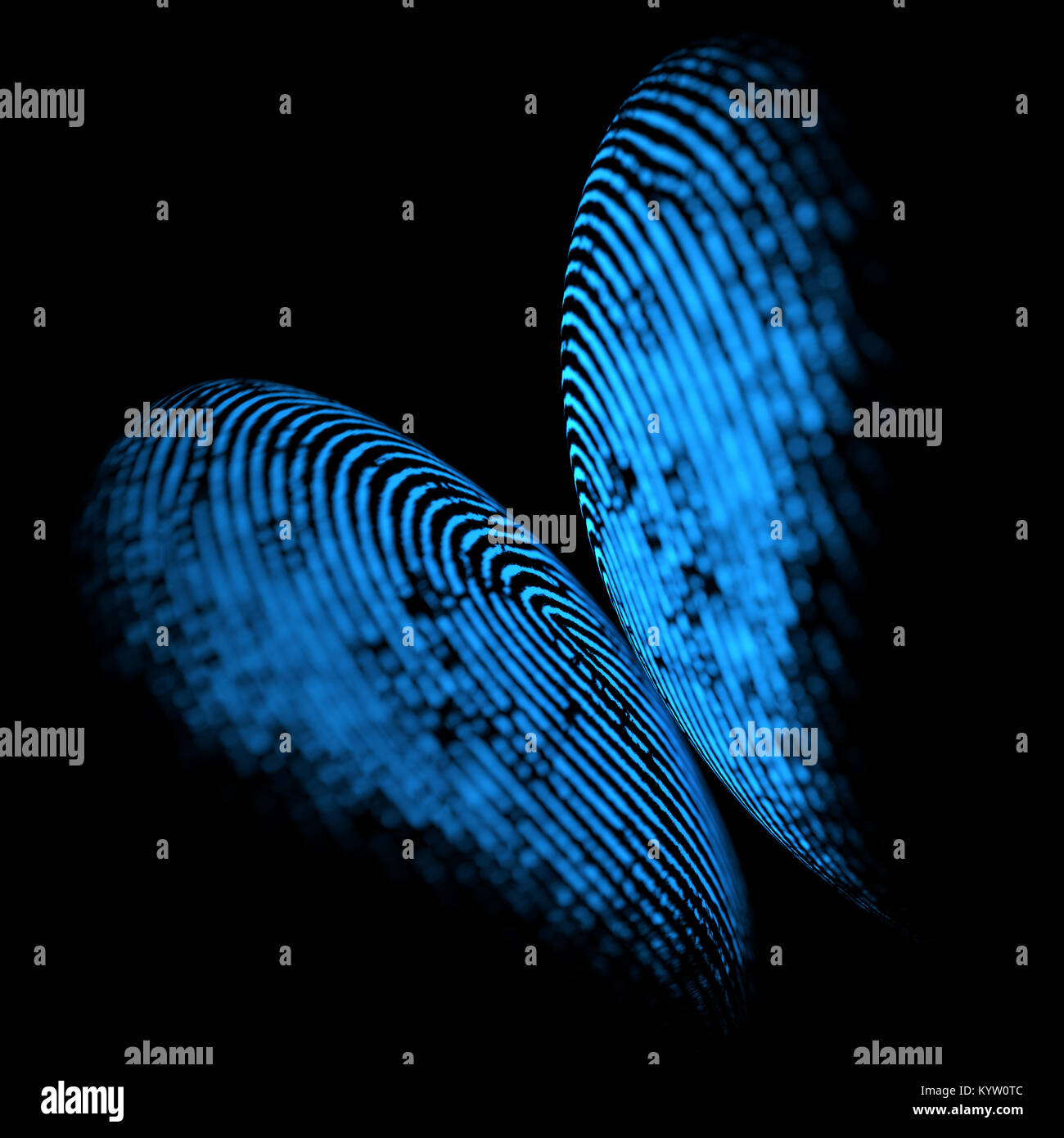 3D illustration. Holographic digital print on reflective black ...