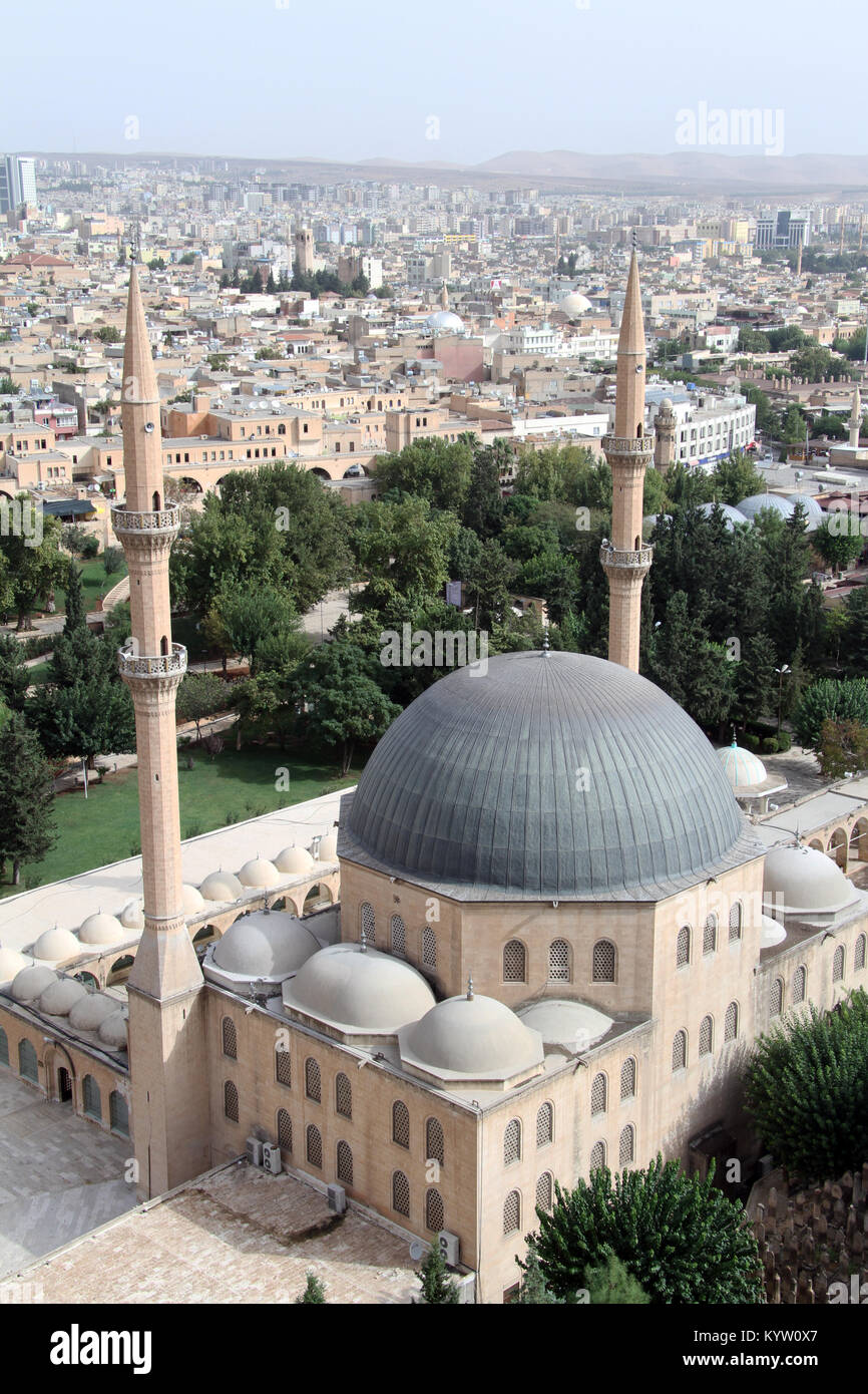 View from the hill on the roof of Great mosque in Urfa, Turkey Stock ...