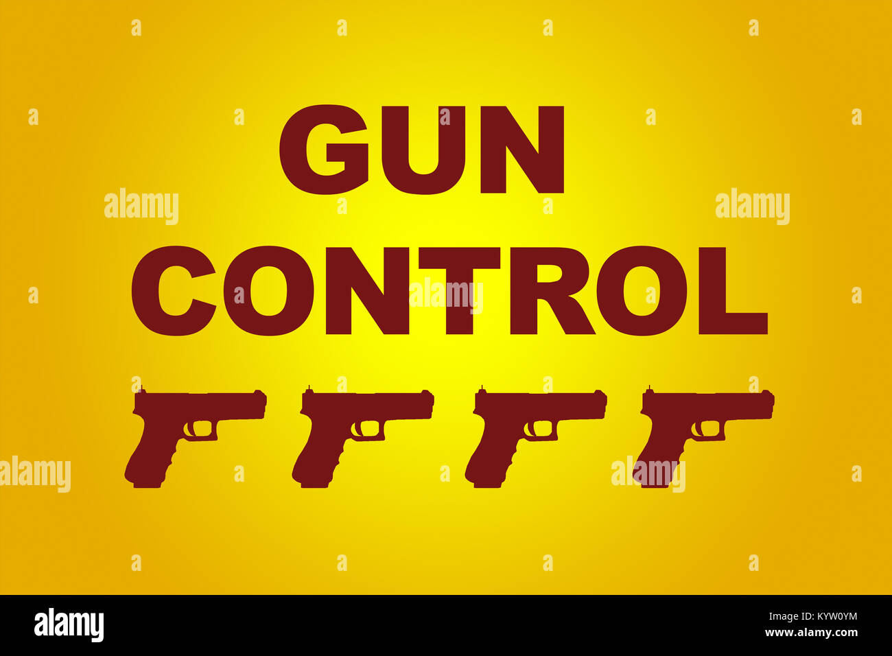 GUN CONTROL sign concept illustration with four rifles guns figures on ...