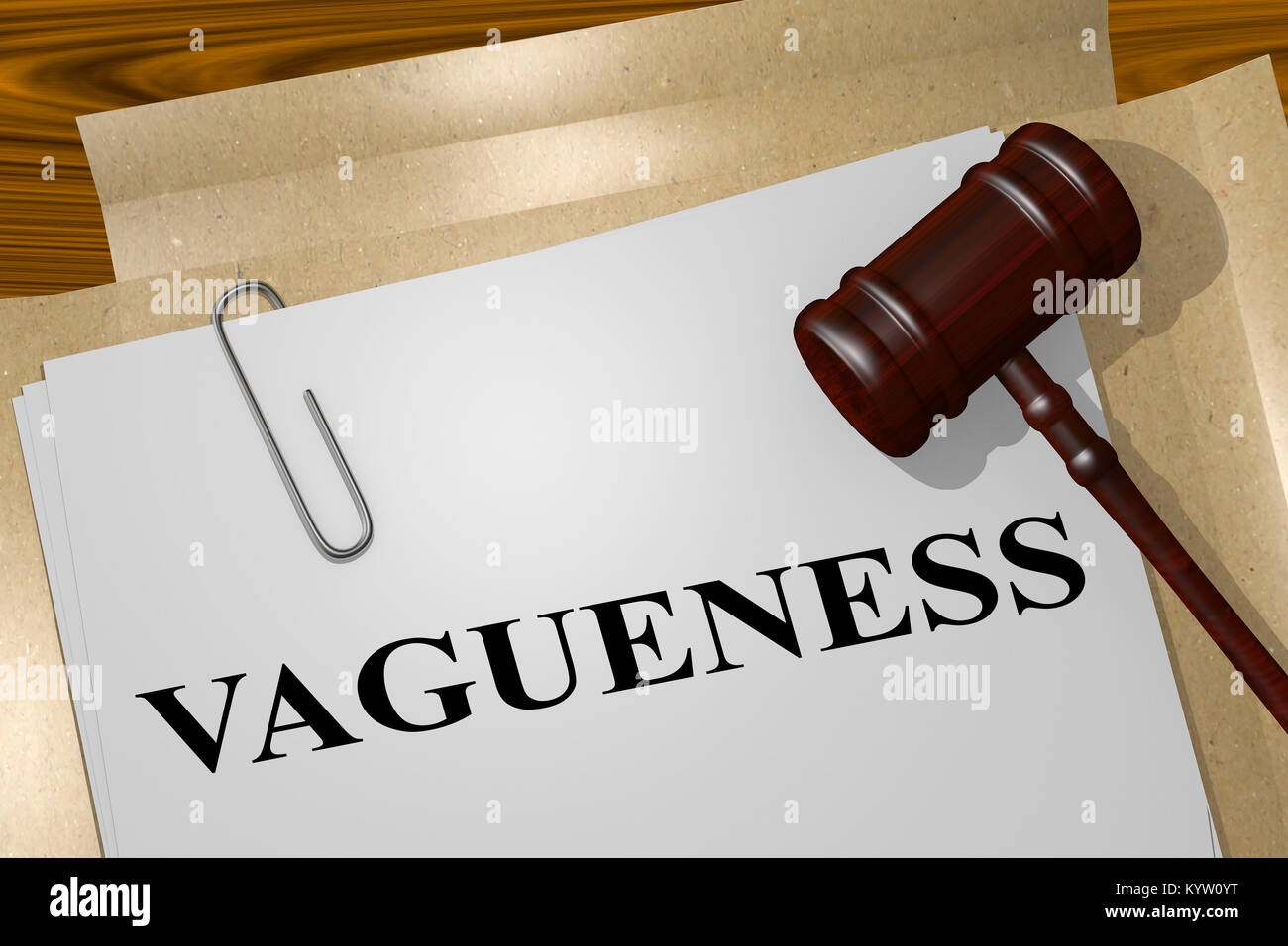 3D illustration of VAGUENESS title on legal document Stock Photo - Alamy