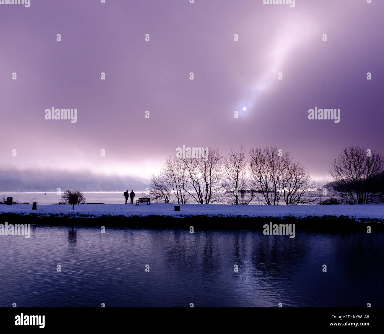 Moody winter scene looking over Loch Linnhe Highlands of Scotland Stock ...