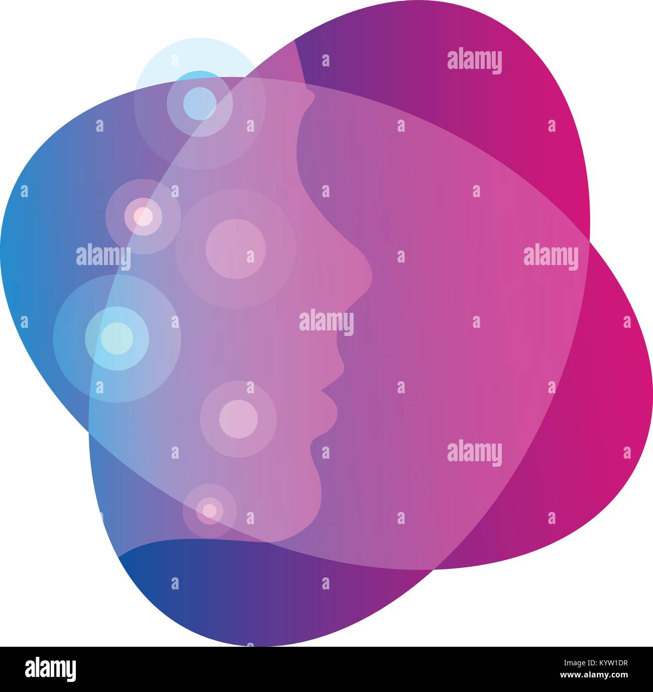 Abstract human face, new bio nano technology vector logo. Intergalactic ...