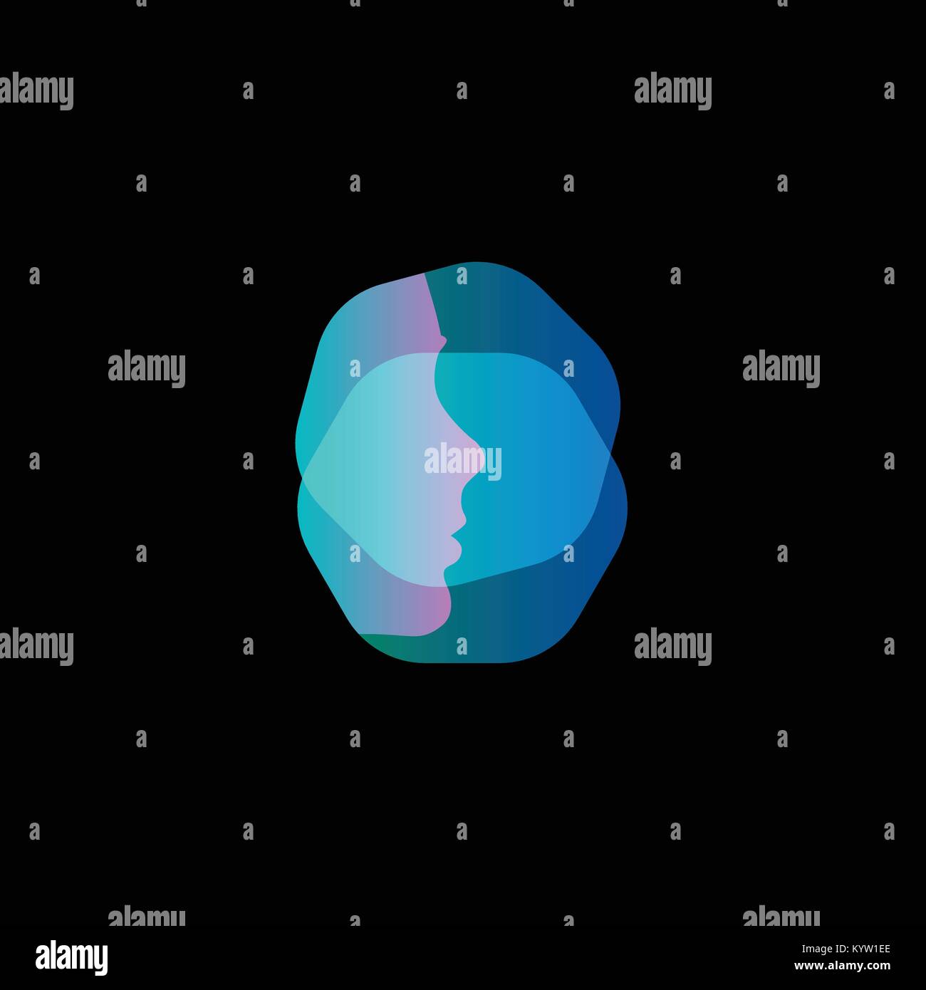 Virtual reality modern vector logo template. Face id profile, scanning ...