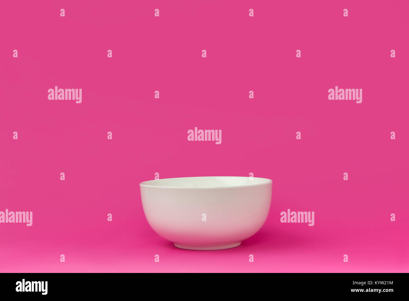 close-up view of single empty white bowl ready for breakfast isolated ...