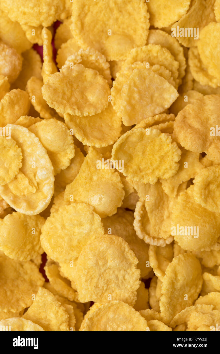 close-up full frame background from healthy crispy corn flakes Stock ...