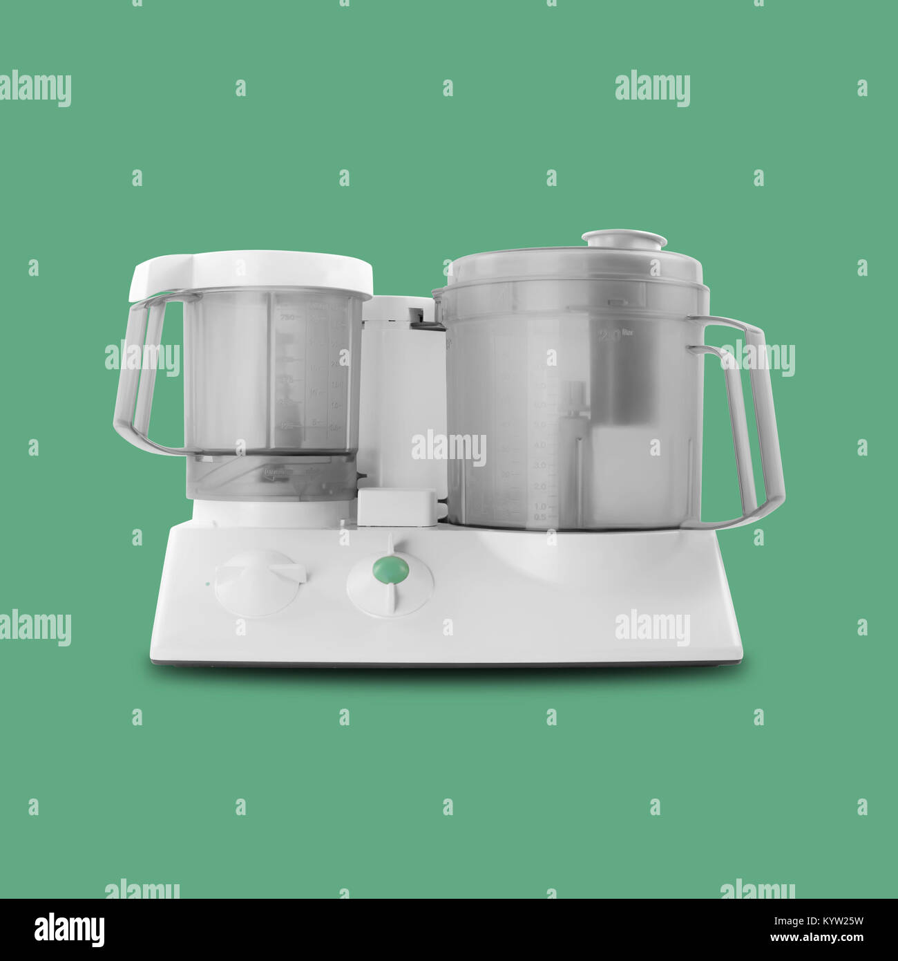 Home appliance - Food processor on a green background. It is isolated ...