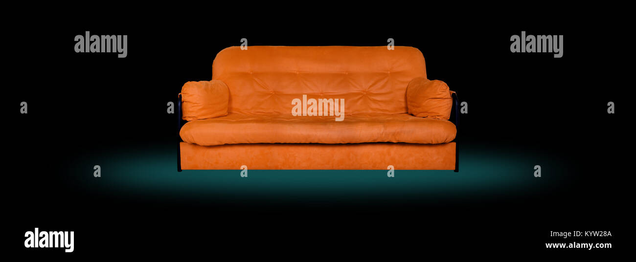 Upholstered furniture - Orange modern made of cloth the sofa divan on a ...