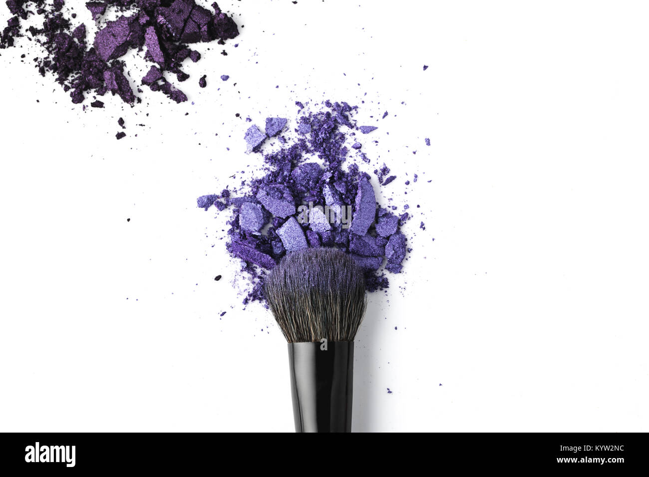 crushed purple cosmetic powder with brush isolated on white Stock Photo ...