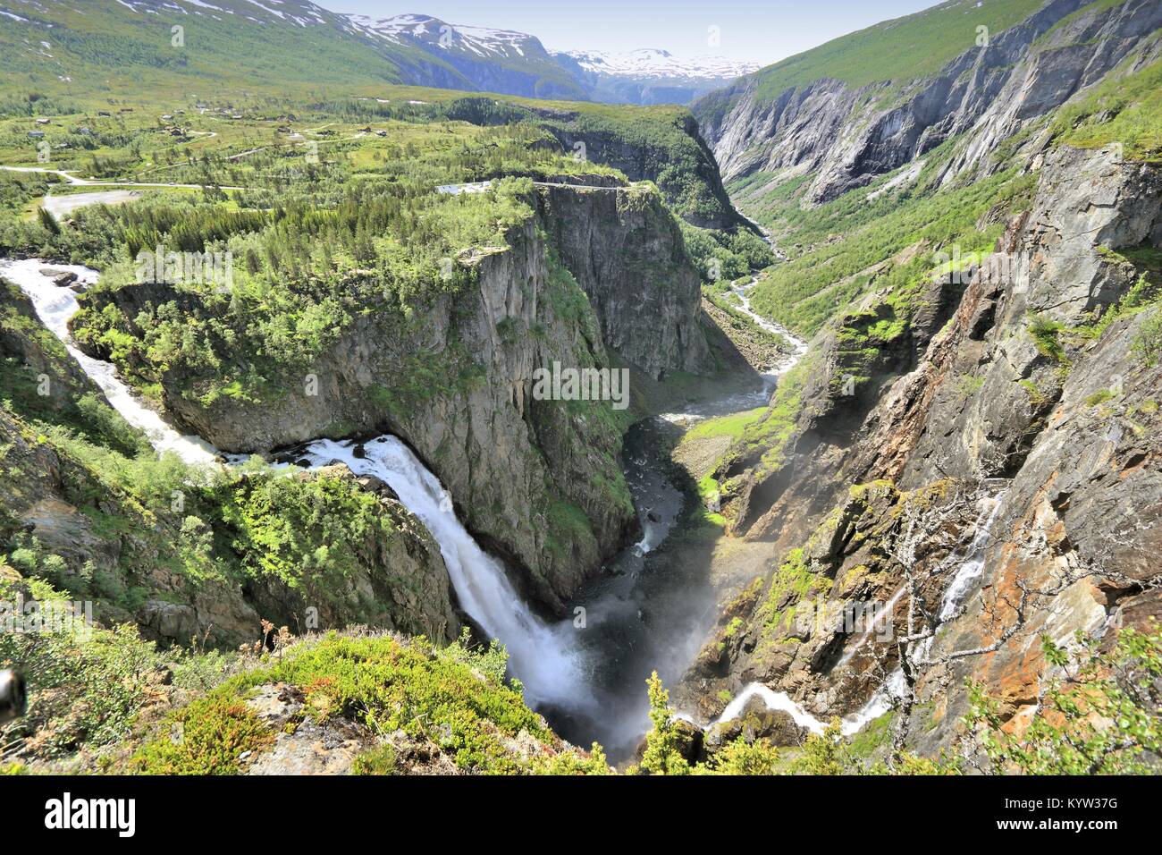 Norway nature - Voringfossen waterfall in Mabodalen valley. Hordaland ...