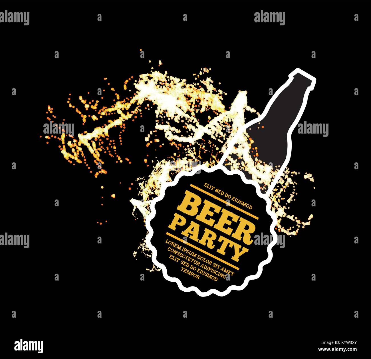Beer party. Splash of beer with bubbles on a black background. Vector ...