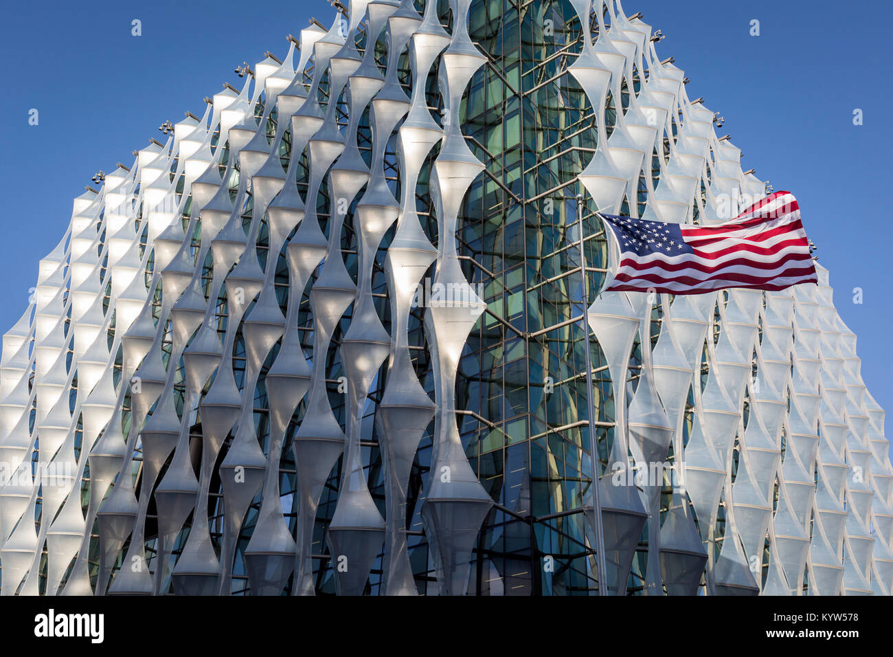 The Stars and Stripes flies over the US Embassy at Nine Elms in south ...