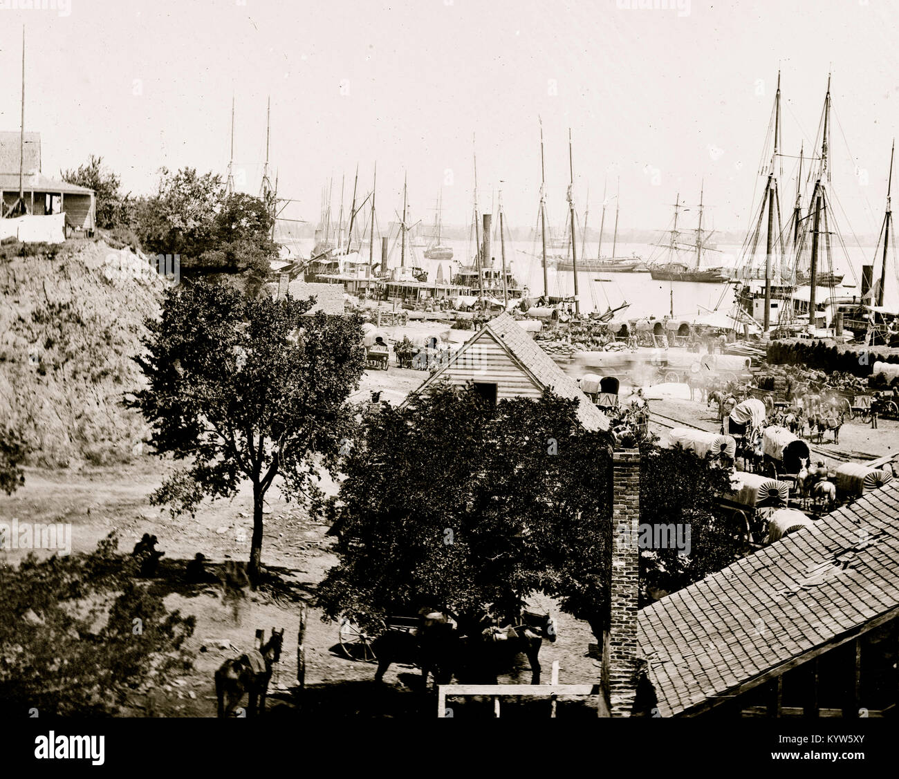 City Point, Virginia. Army wagons and transports Stock Photo - Alamy