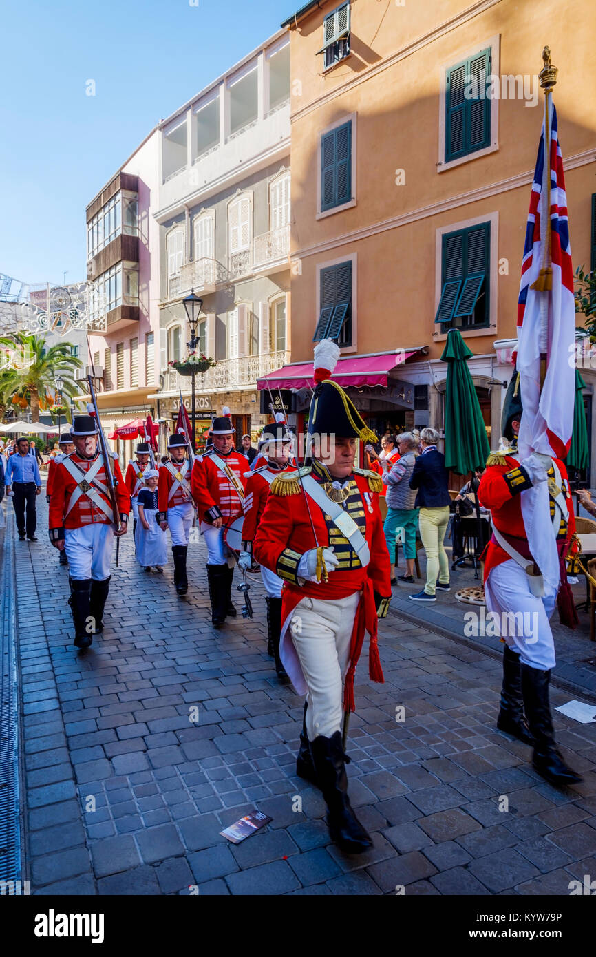 GIBRALTAR - NOVEMBER 19: Uniformed armed band group marching and ...
