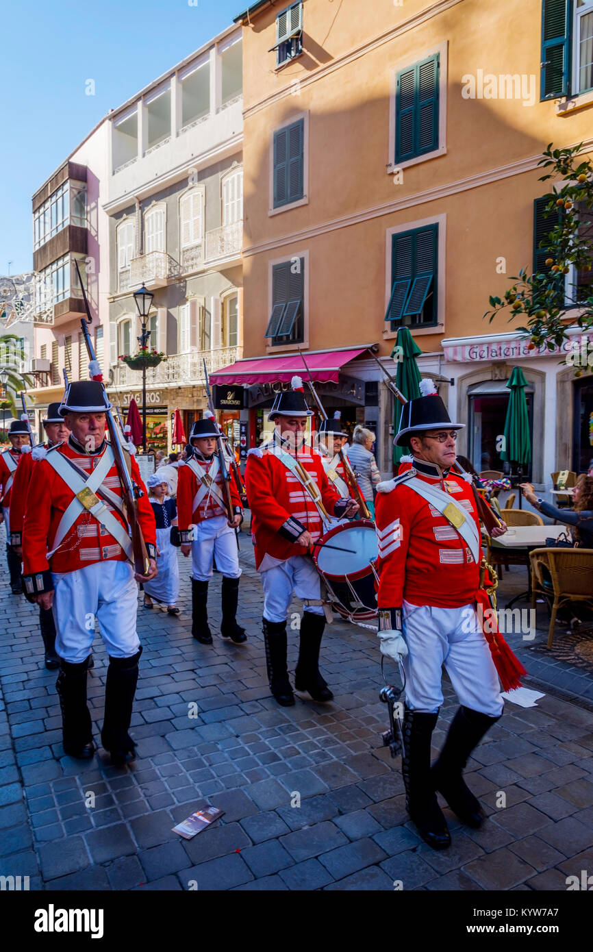 GIBRALTAR - NOVEMBER 19: Uniformed armed band group marching and ...