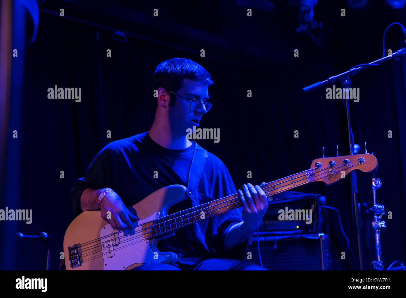 New York, NY - January 11, 2018: Band Knower with Sam Wilkes bass ...