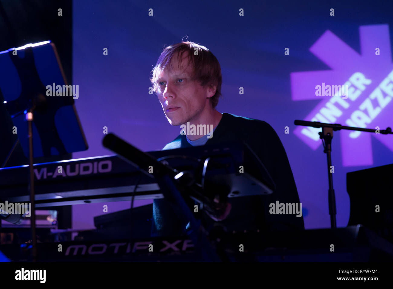 New York, NY - January 11, 2018: Band Knower with Dennis Hamm keys ...