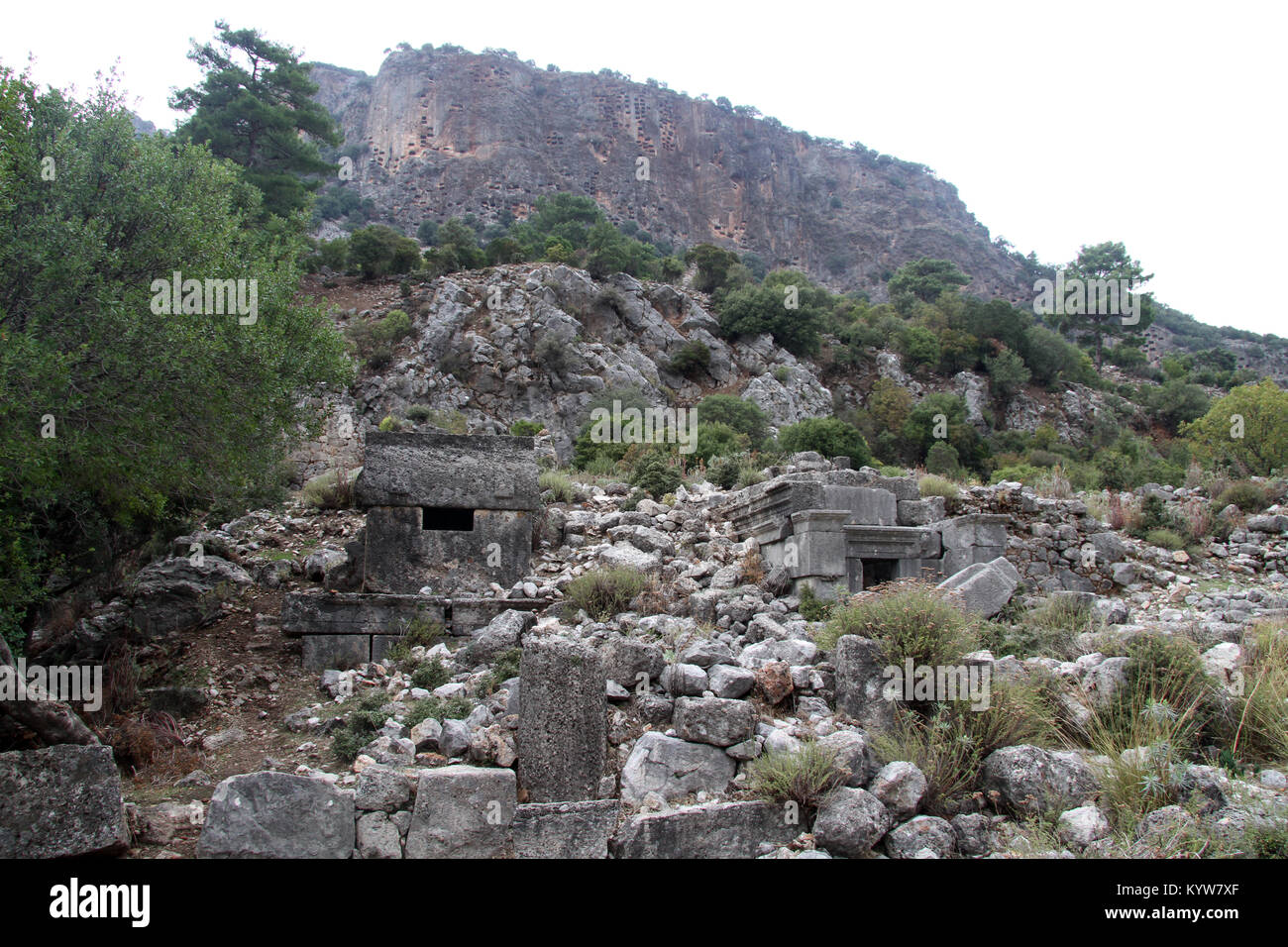 Graves and ruins in Pinara, Turkey Stock Photo - Alamy