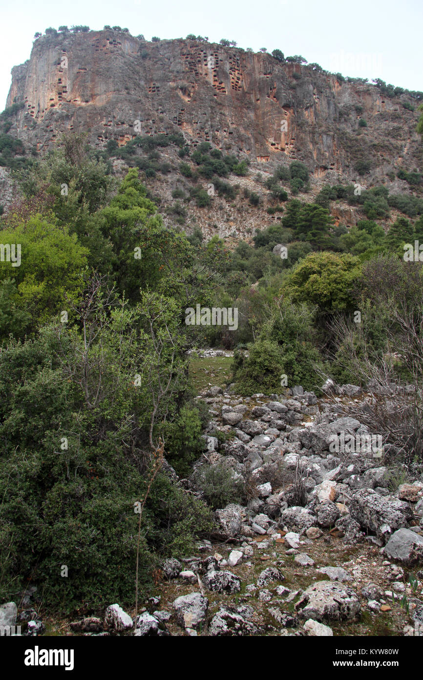 Ruins and caves in Pinara, Turkey Stock Photo - Alamy