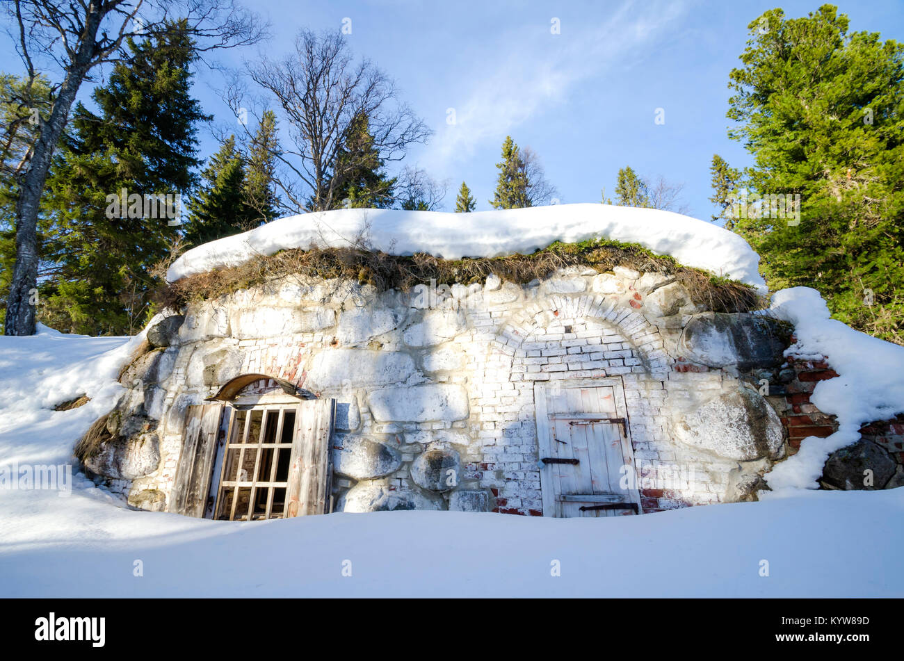 A stone refrigerator in the Solovetsky Monastery. The cellar for ...