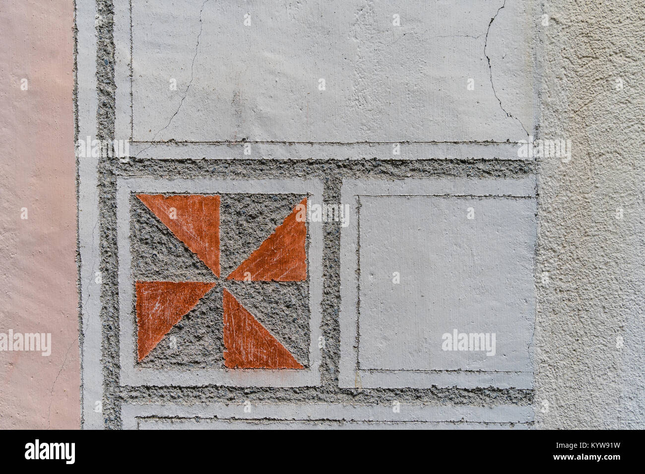 close up view of fresco painting in the traditional Engadine ...