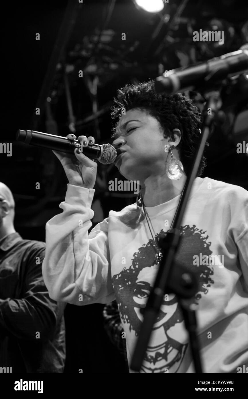 No BS! Brass band with singer Samantha Reed performs during 2018 New ...