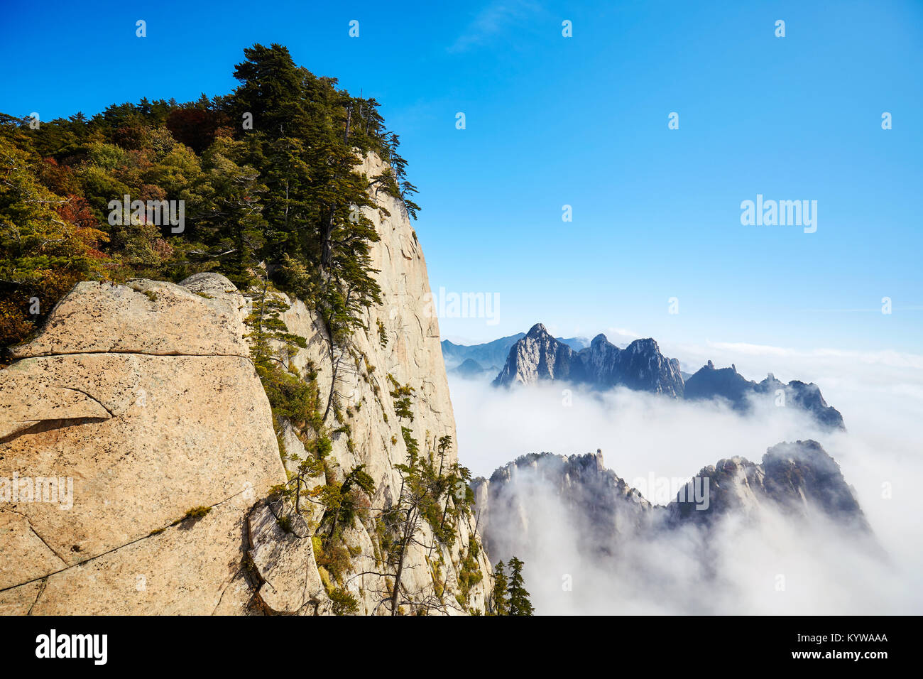 Scenic view from the Mount Hua (Huashan mountain), one of the most ...