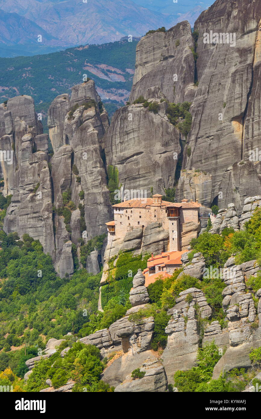 Landscape view at Roussanou Monastery, Meteora, Greece Stock Photo - Alamy
