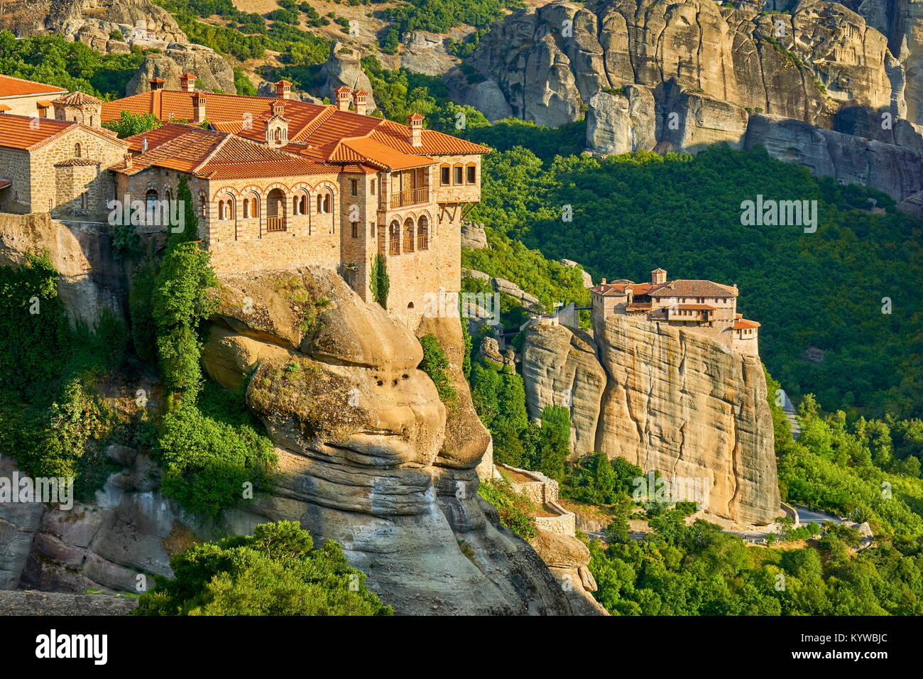 Varlaam Meteora Monastery at sunset, Greece Stock Photo - Alamy