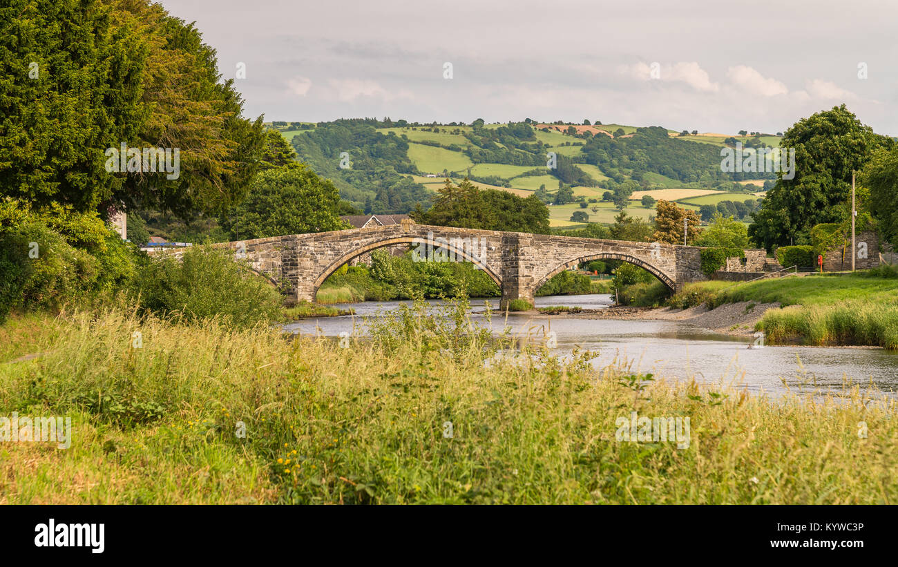 Pont Fawr - bridge over the River Conwy in Llanrwst, Wales, UK Stock ...
