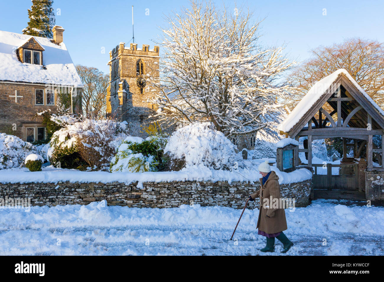 Walking home in the late afternoon on a snowy day past the church of St ...