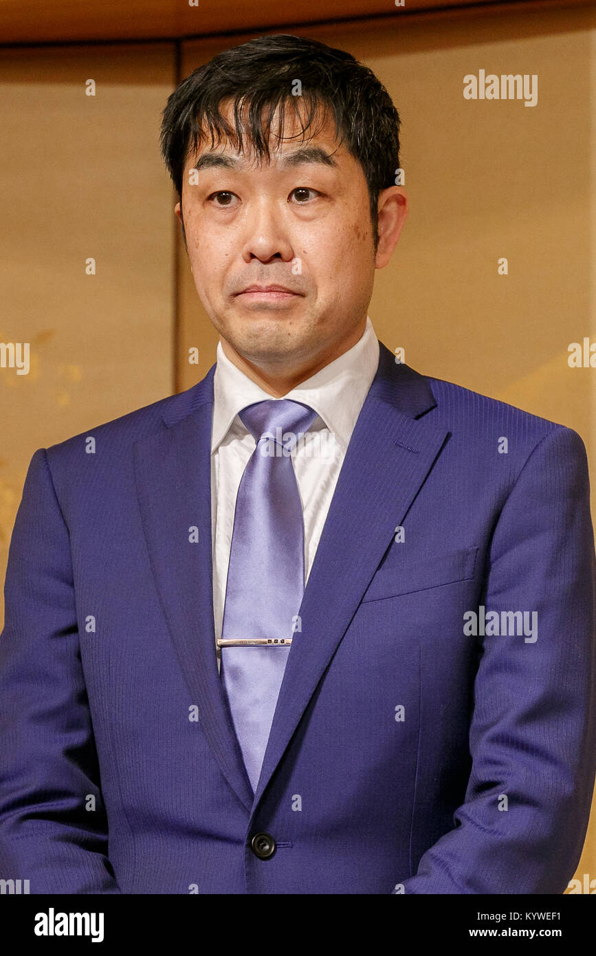The 158th Naoki Prize winner Yoshinobu Kadoi attends a press conference ...