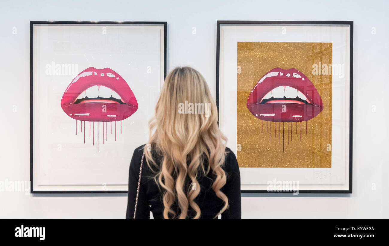 London, UK. 16th Jan, 2018. A staff member views (L to R) "Decadence ...
