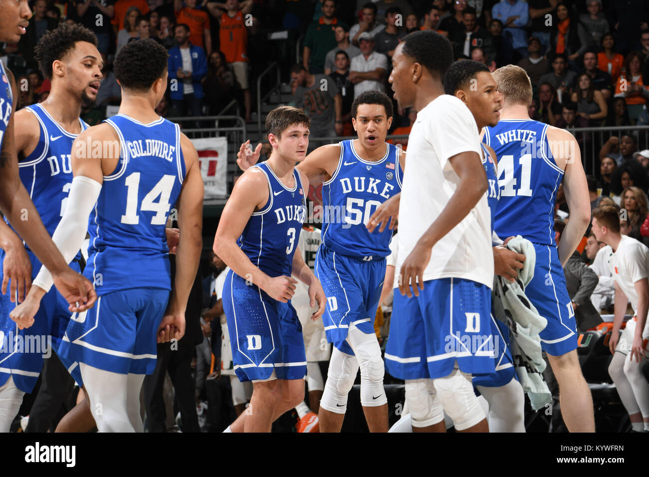 Coral Gables, Florida, USA. 15th Jan, 2018. Grayson Allen #3 and Justin ...