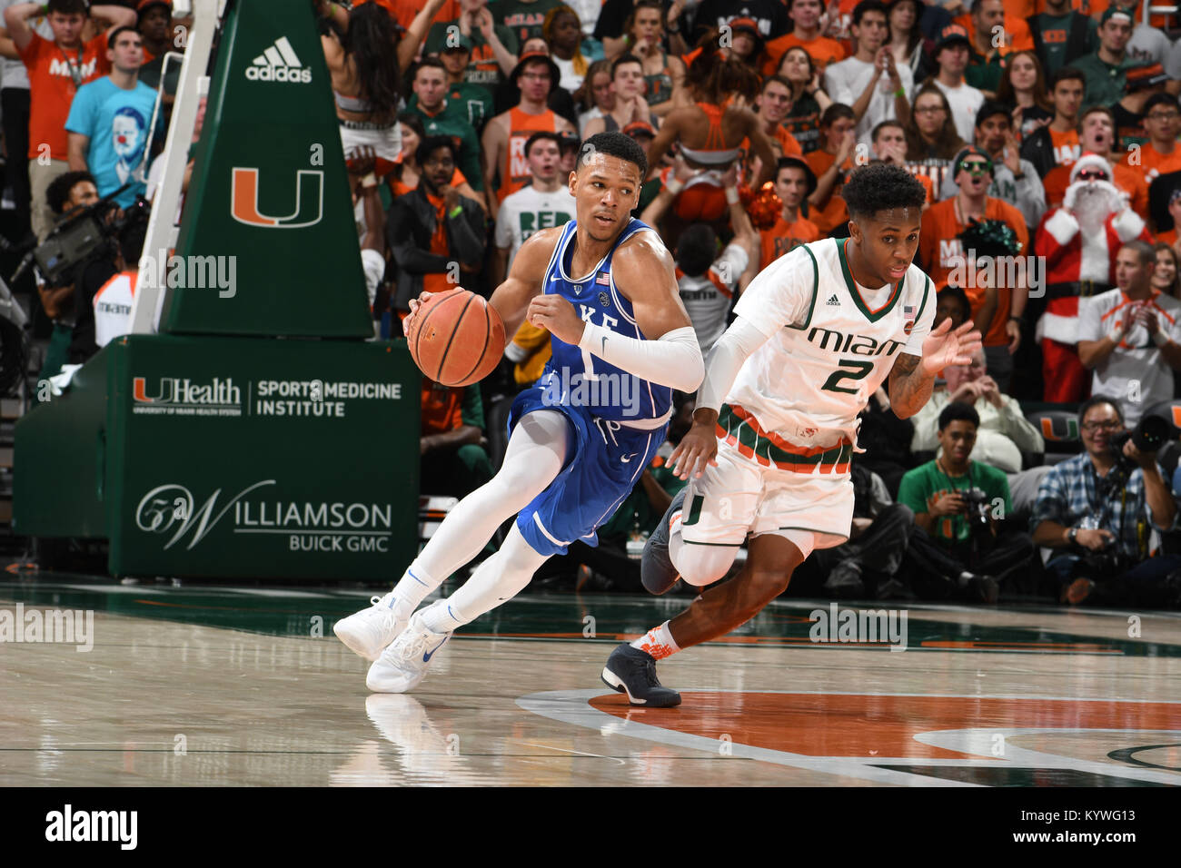 Coral Gables, Florida, USA. 15th Jan, 2018. Trevan Duval #1 of Duke ...