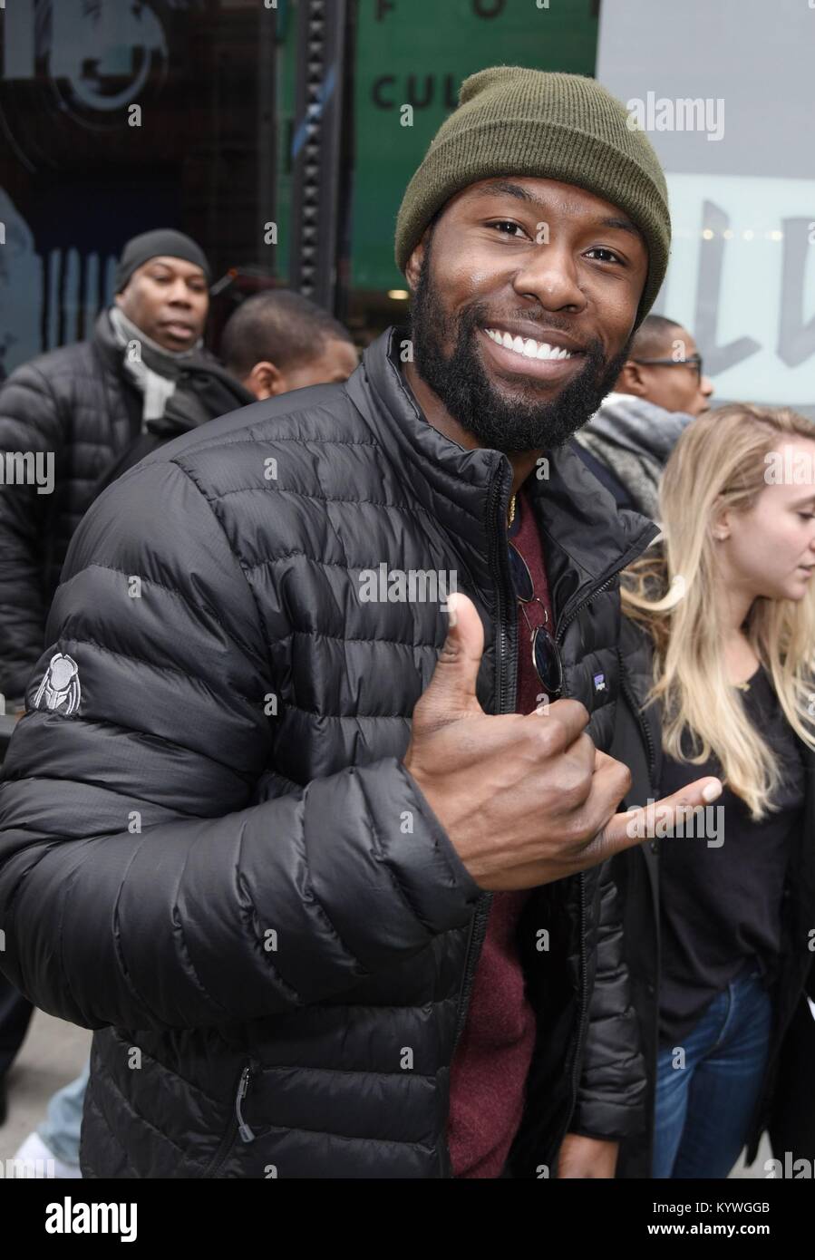 New York, NY, USA. 16th Jan, 2018. Trevante Rhodes, seen at BUILD ...