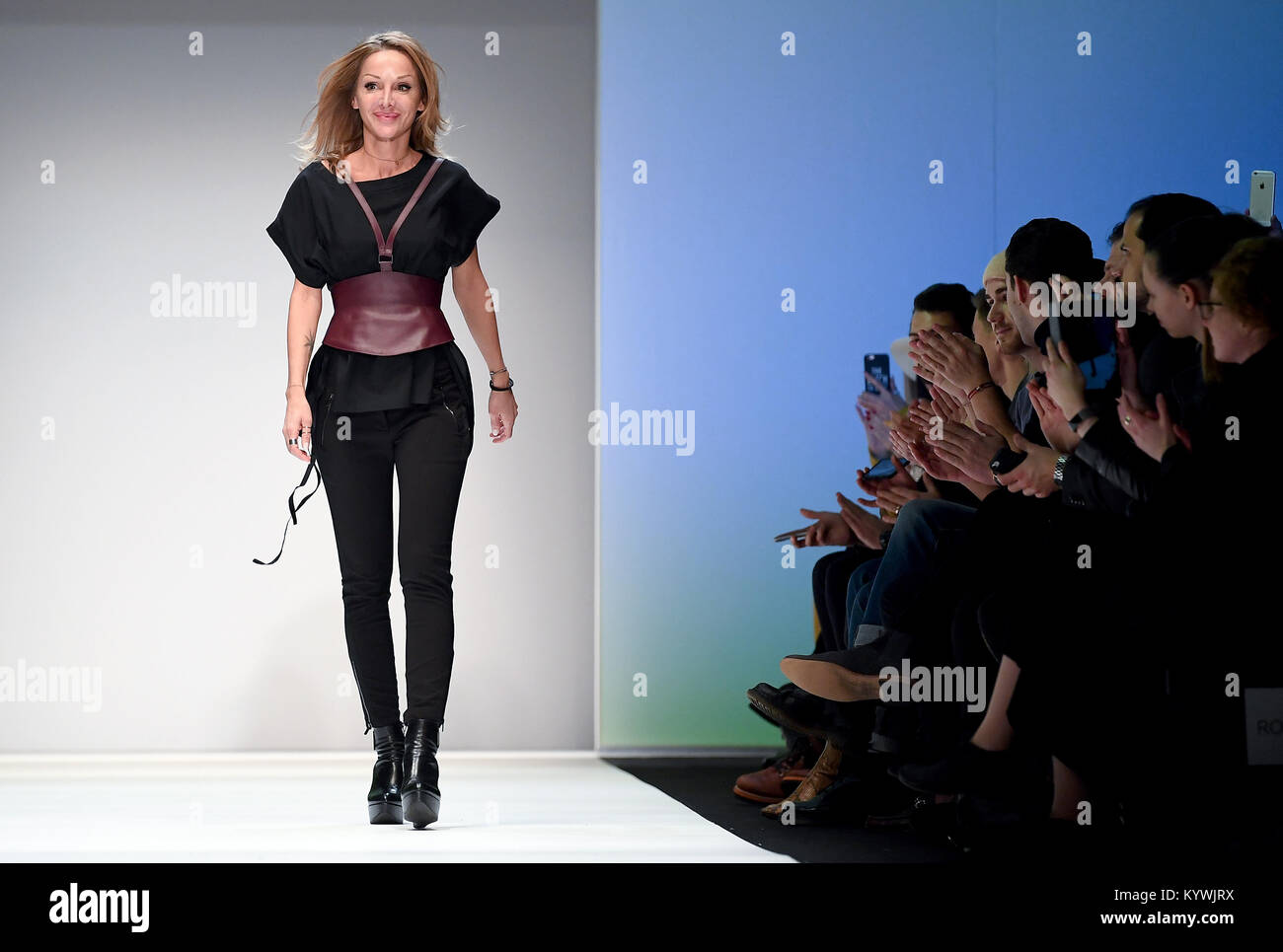 Berlin, Germany. 16th Jan, 2018. The designer Martina Mueller walking ...