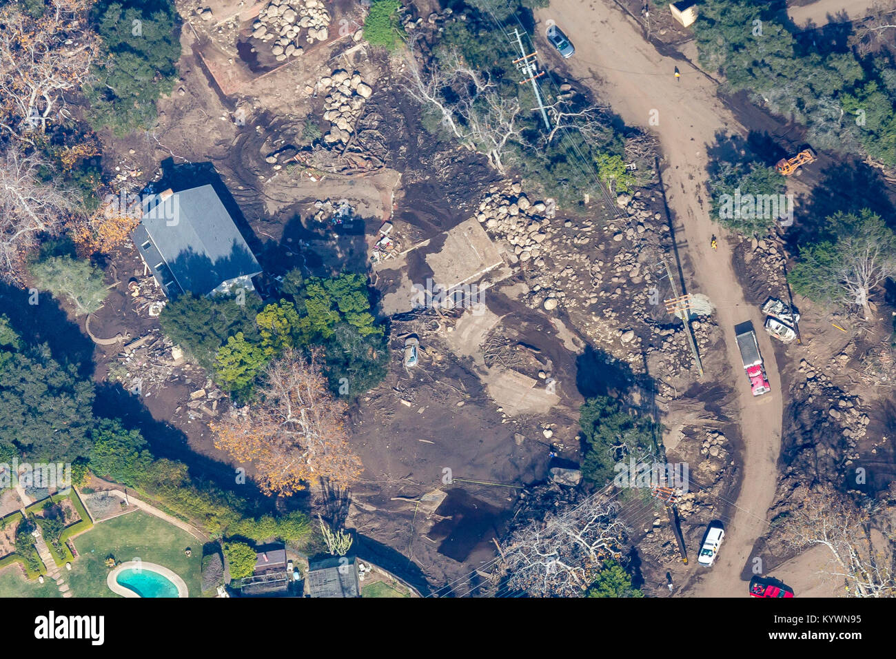 Montecito, California, USA. 15th Jan, 2018. Aerial view of Montecito ...