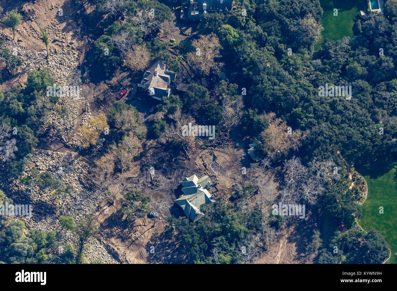 Montecito, California, USA. 15th Jan, 2018. Aerial view of Montecito ...