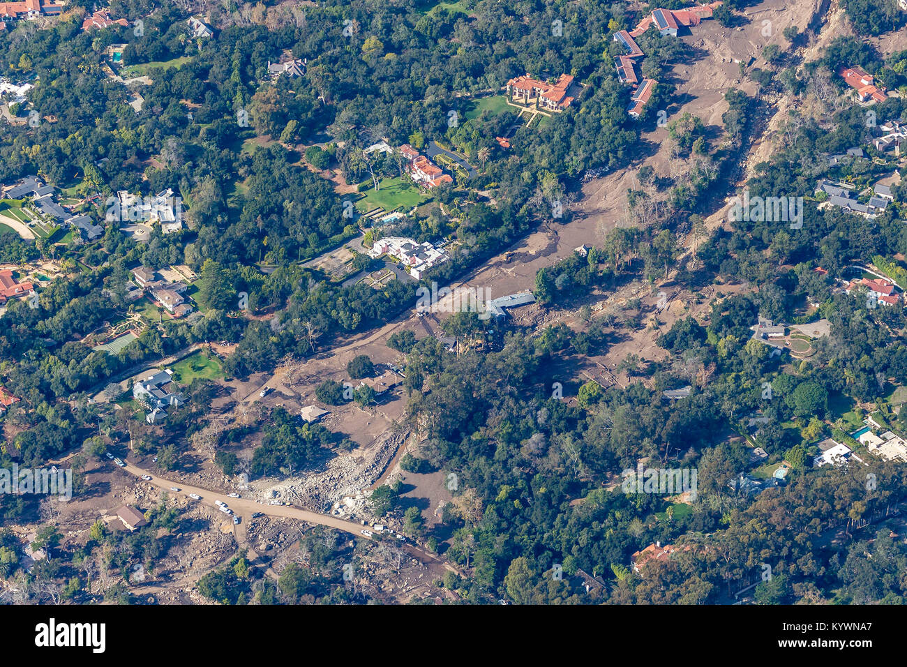 Montecito, California, USA. 15th Jan, 2018. Aerial view of Montecito ...