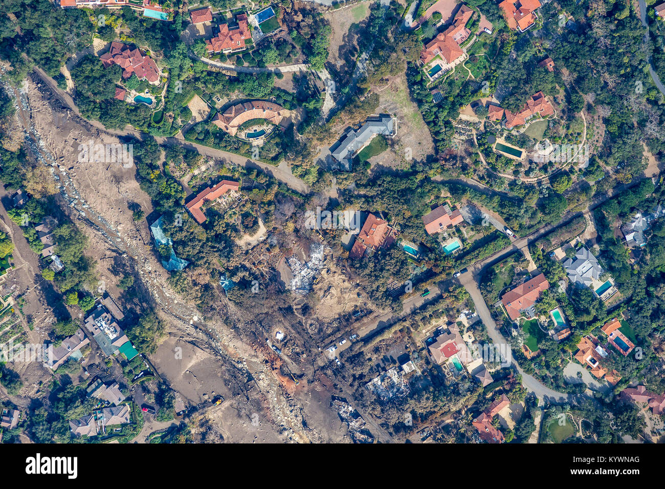 Montecito, California, USA. 15th Jan, 2018. Aerial view of Montecito ...