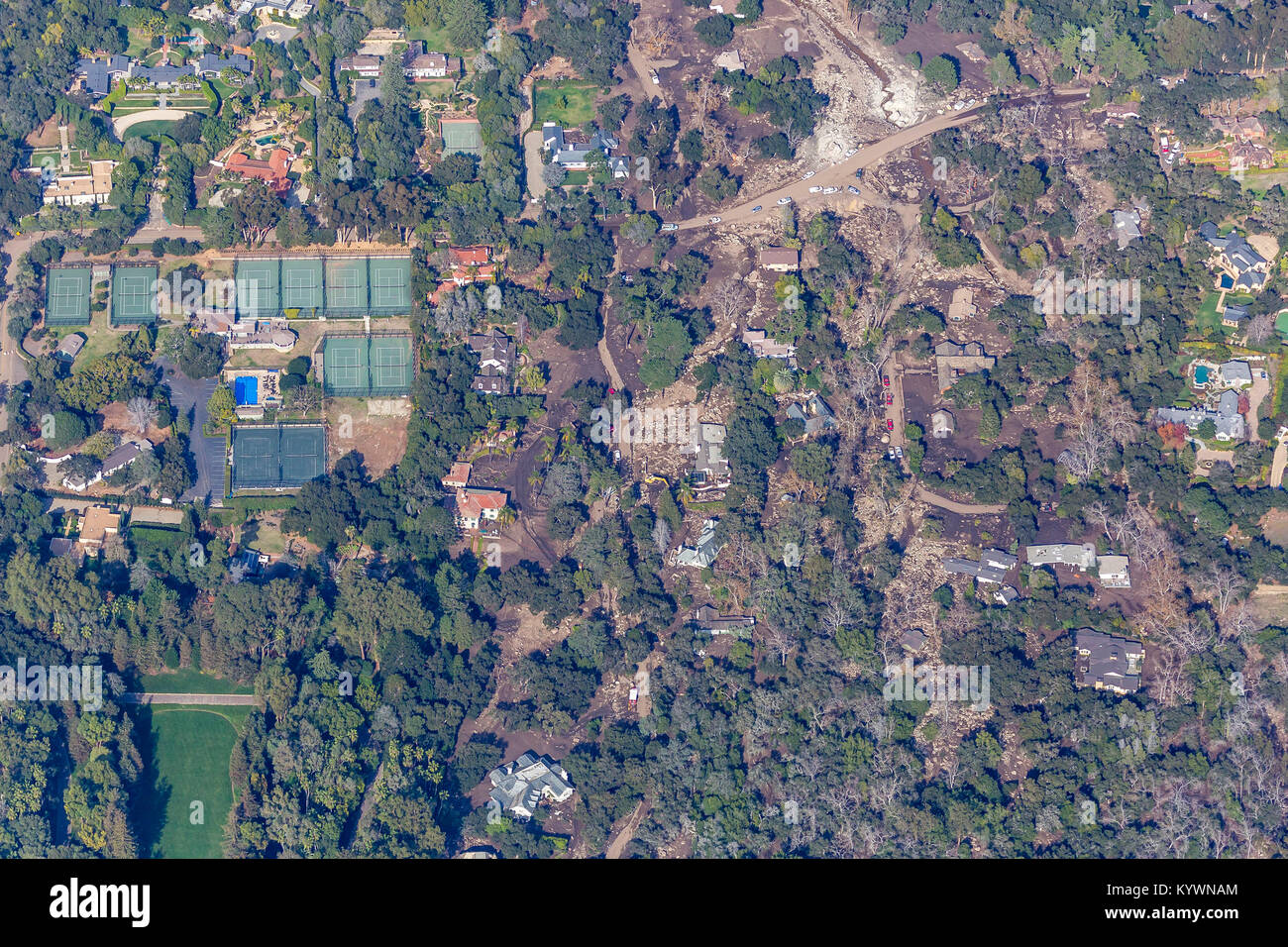 Montecito, California, USA. 15th Jan, 2018. Aerial view of Montecito ...